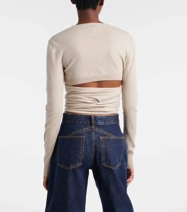 Alaïa Cashmere And Wool-blend Wrap Top