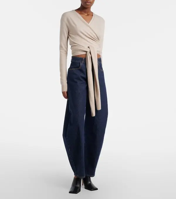 Alaïa Cashmere And Wool-blend Wrap Top