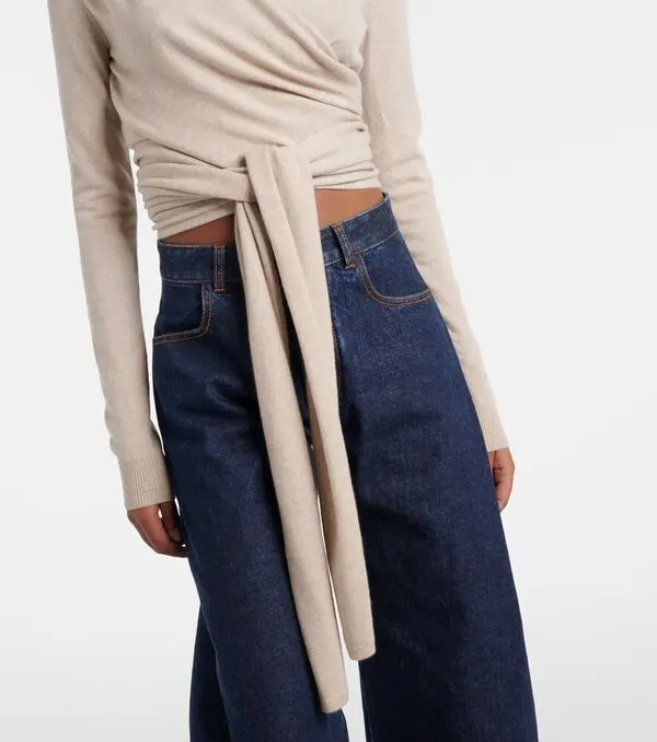 Alaïa Cashmere And Wool-blend Wrap Top