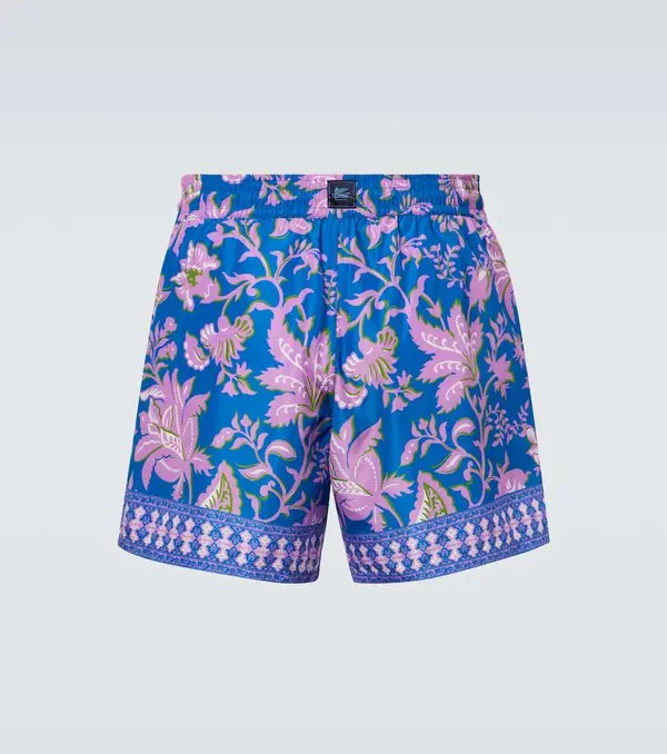Etro Floral Swim Trunks - Blue