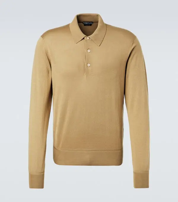 TOM FORD Cotton Polo Sweater - Beige