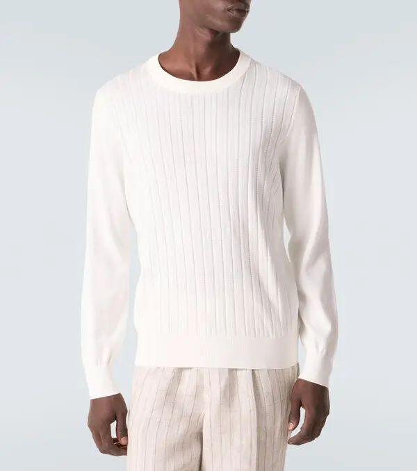 Brunello Cucinelli Ribbed-knit Cotton Crewneck Sweater
