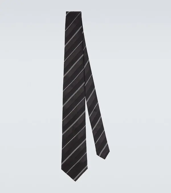 Brunello Cucinelli Striped Silk Tie - Black