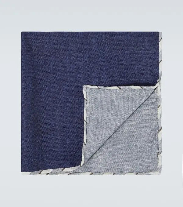 Brunello Cucinelli Silk Pocket Square - Blue