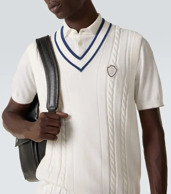 Brunello Cucinelli Cable-knit Embroidered Cotton Sweater Vest