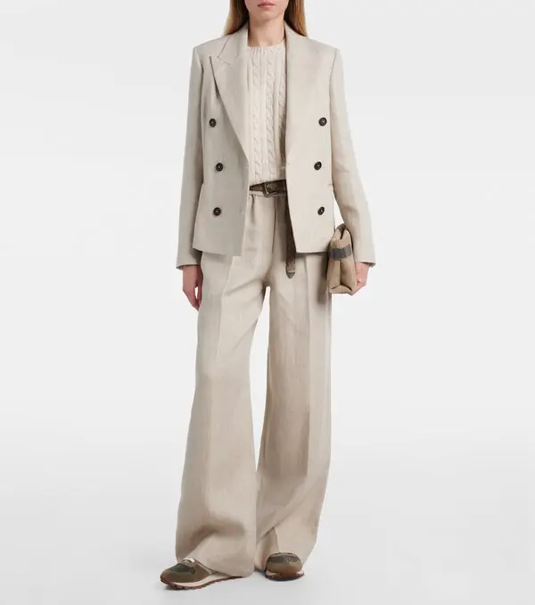Brunello Cucinelli Monili Suede And Fabric Lace-up Sneakers
