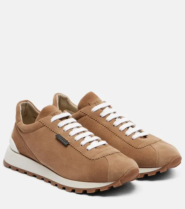 Brunello Cucinelli Monili Suede Sneakers - Beige