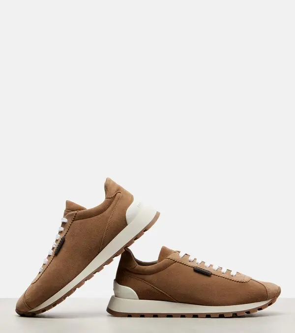Brunello Cucinelli Monili Suede Sneakers - Beige