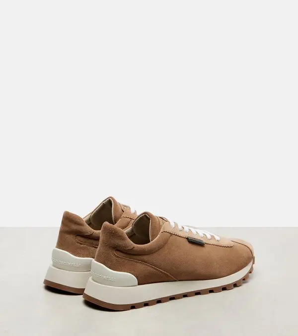 Brunello Cucinelli Monili Suede Sneakers - Beige