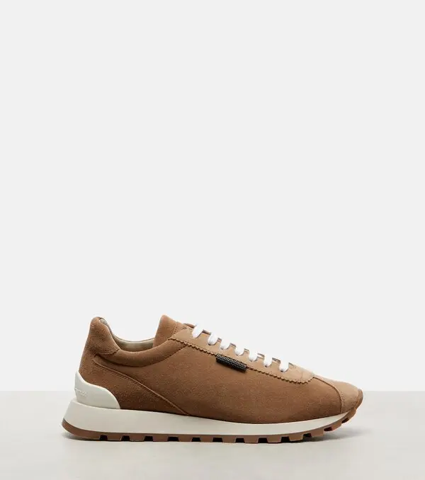 Brunello Cucinelli Monili Suede Sneakers - Beige