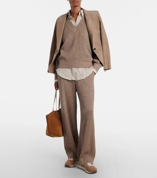 Brunello Cucinelli Monili Suede Sneakers - Beige