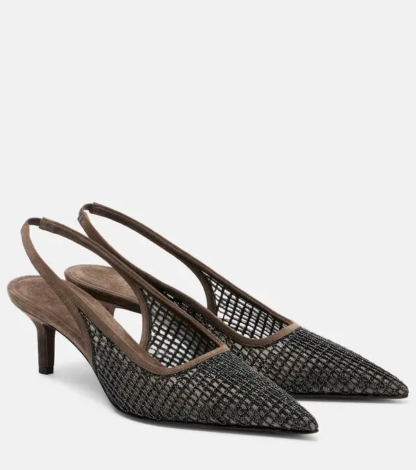 Brunello Cucinelli Monili Slingback Pumps - Green