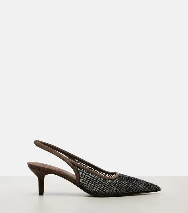Brunello Cucinelli Monili Slingback Pumps - Green