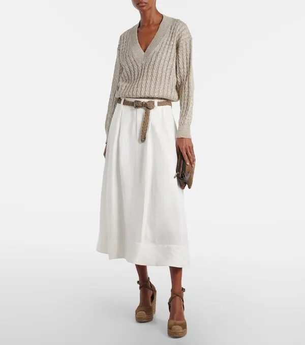 Brunello Cucinelli Monili Suede Espadrille Wedges