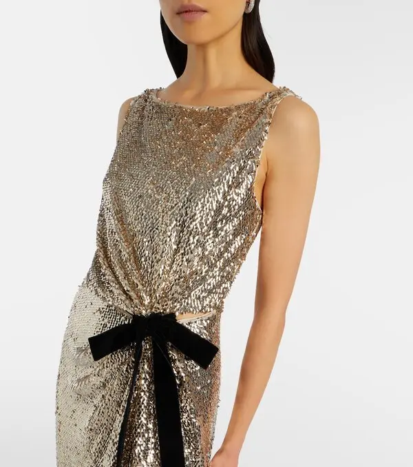 Simkhai Felicity Draped Sequined Gown