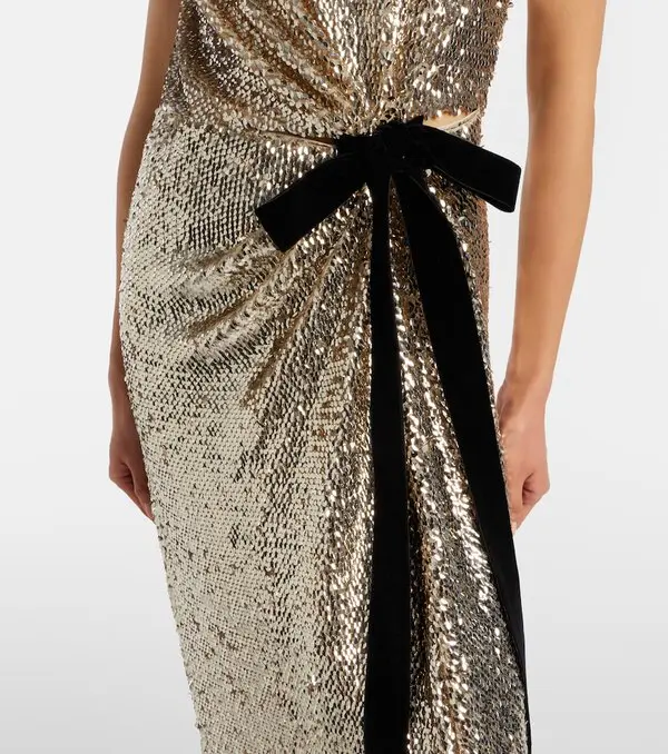 Simkhai Felicity Draped Sequined Gown