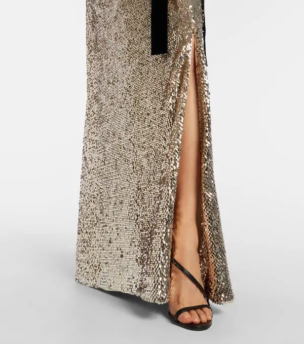 Simkhai Felicity Draped Sequined Gown