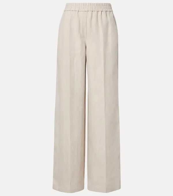 Brunello Cucinelli Wide-leg Linen And Cotton Trousers