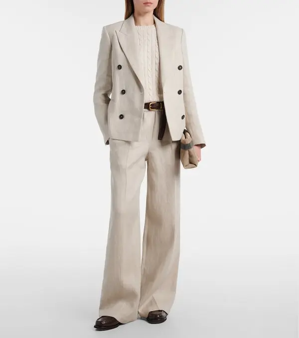 Brunello Cucinelli Wide-leg Linen And Cotton Trousers