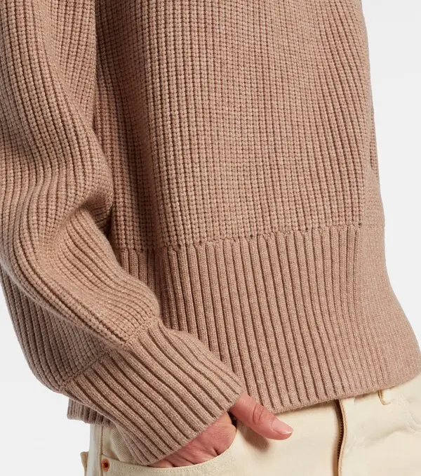 Varley Marcie Ribbed-knit Turtleneck Sweater - Beige