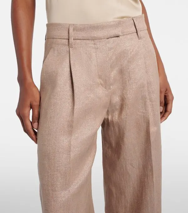 Brunello Cucinelli Linen-blend Wide-leg Trousers