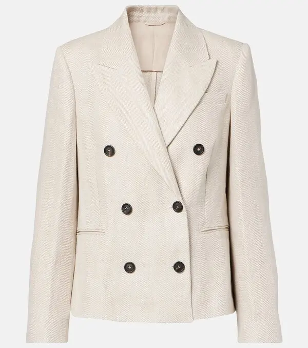 Brunello Cucinelli Double-breasted Linen And Cotton Blazer