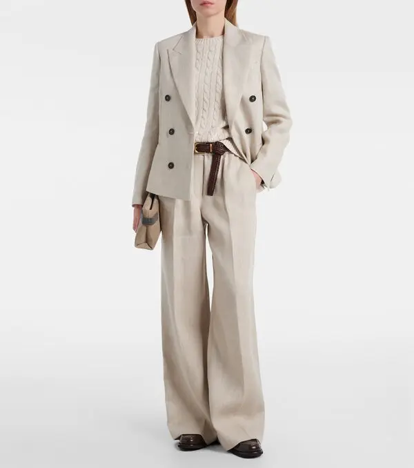 Brunello Cucinelli Double-breasted Linen And Cotton Blazer