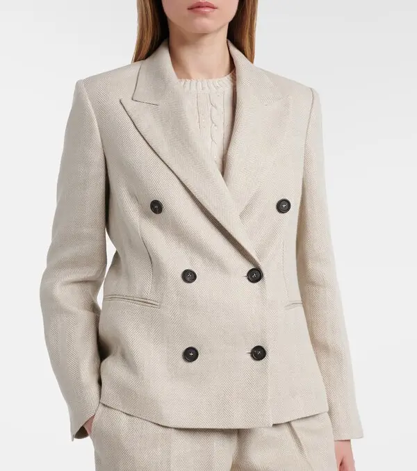 Brunello Cucinelli Double-breasted Linen And Cotton Blazer