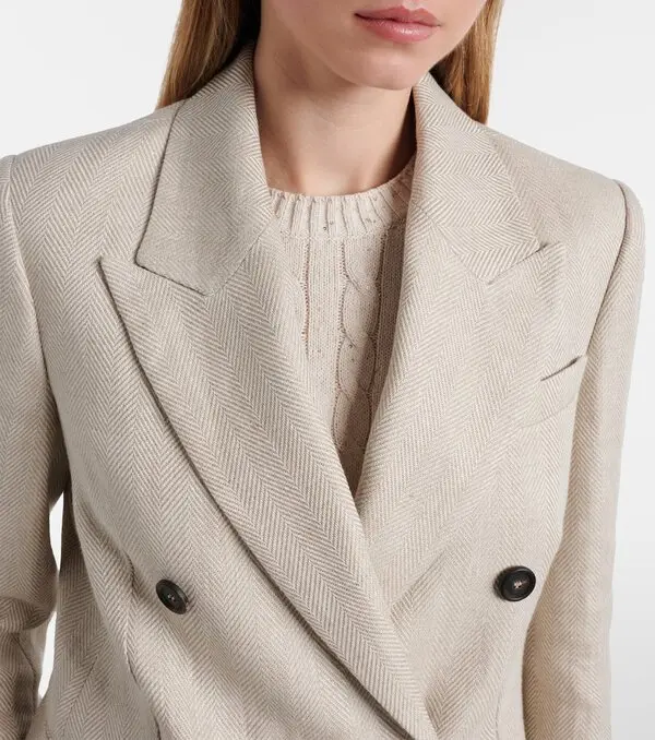Brunello Cucinelli Double-breasted Linen And Cotton Blazer