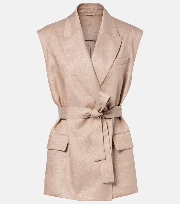 Brunello Cucinelli Belted Linen-blend Vest