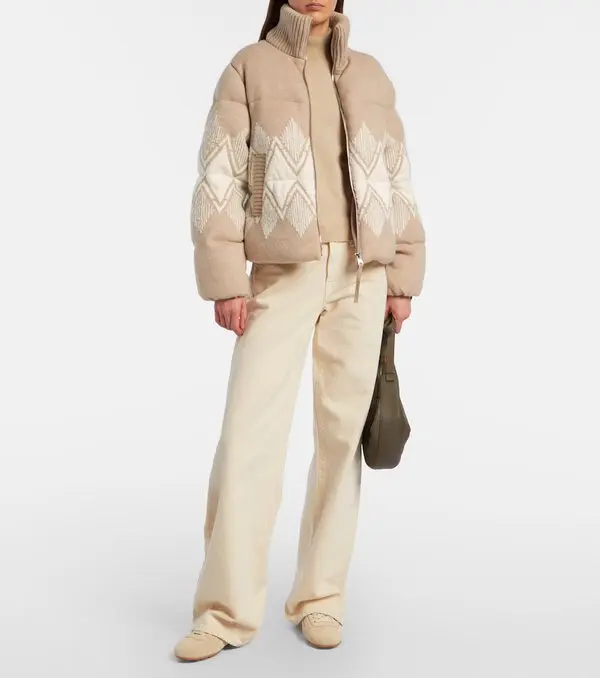 Varley Belinda Knitted Puffer Jacket - Beige