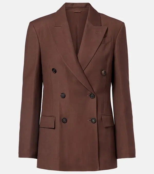 Brunello Cucinelli Double-breasted Blazer In Cocoa