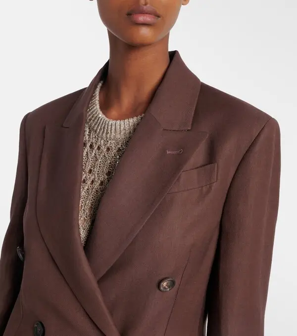 Brunello Cucinelli Double-breasted Blazer In Cocoa