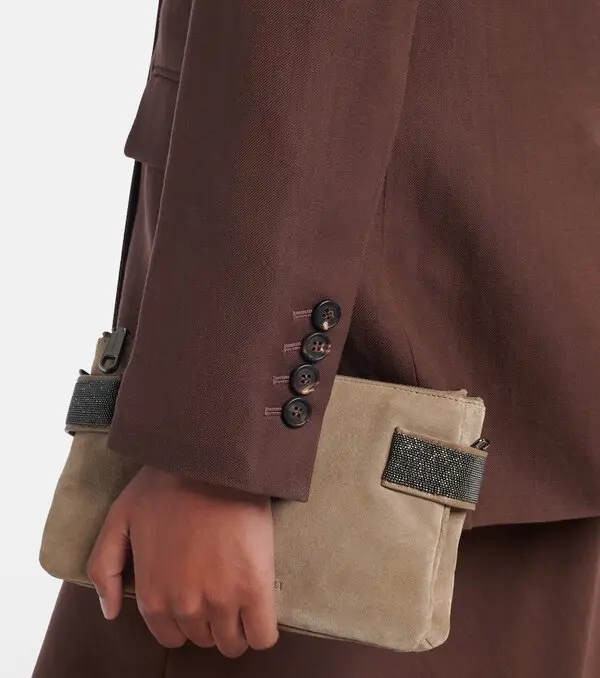 Brunello Cucinelli Double-breasted Blazer In Cocoa