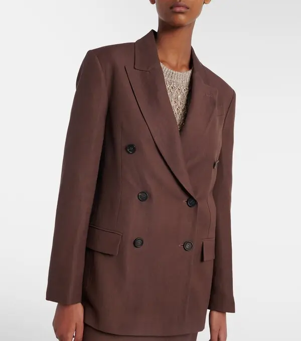 Brunello Cucinelli Double-breasted Blazer In Cocoa
