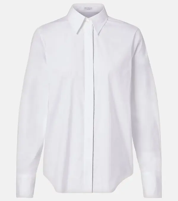 Brunello Cucinelli Monili Cotton-blend Poplin Shirt - White