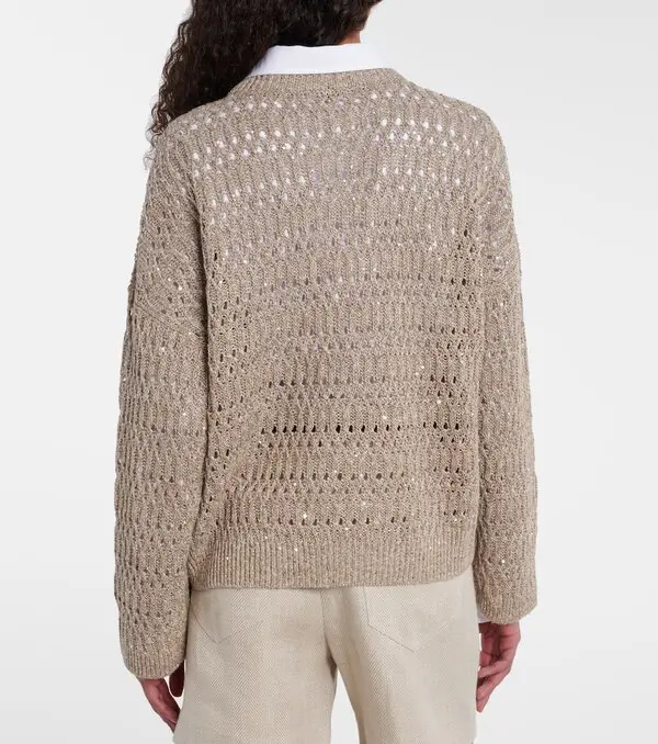 Brunello Cucinelli Sequined Linen-blend Sweater
