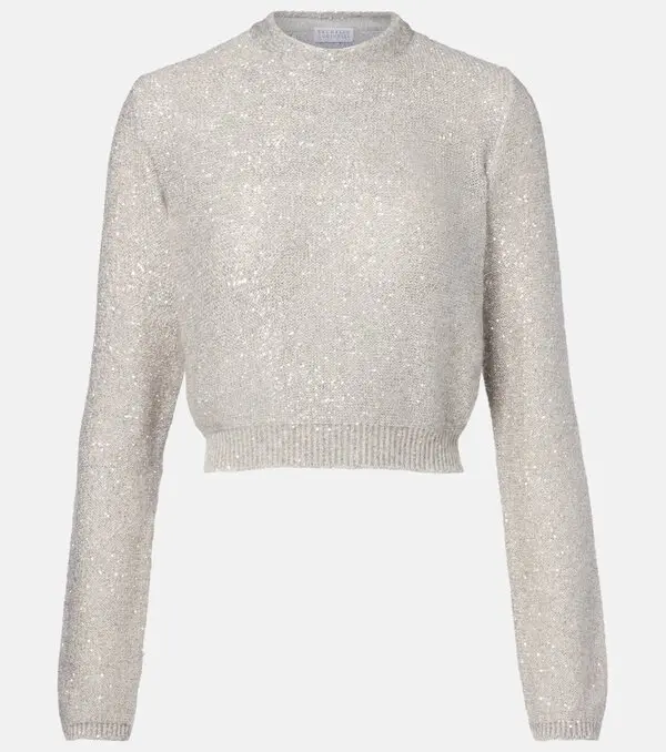 Brunello Cucinelli Sequined Pullover - Grey