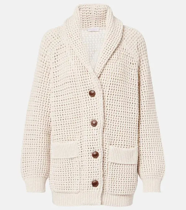 Brunello Cucinelli Open-knit Cardigan - Beige
