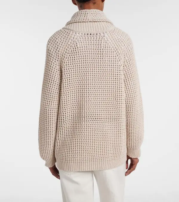 Brunello Cucinelli Open-knit Cardigan - Beige