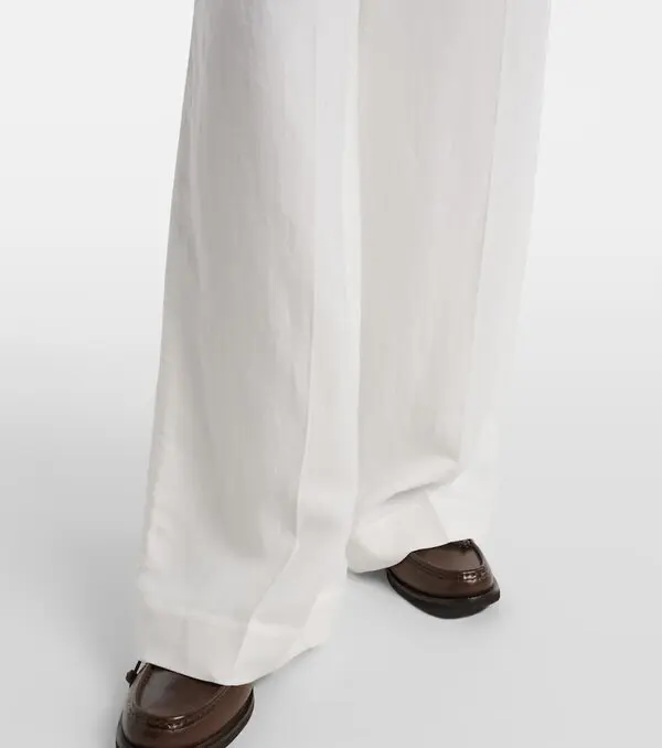 Brunello Cucinelli High-rise Wide-leg Linen Blend Trousers