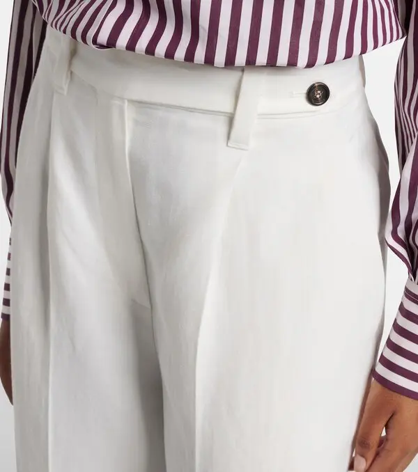 Brunello Cucinelli High-rise Wide-leg Linen Blend Trousers