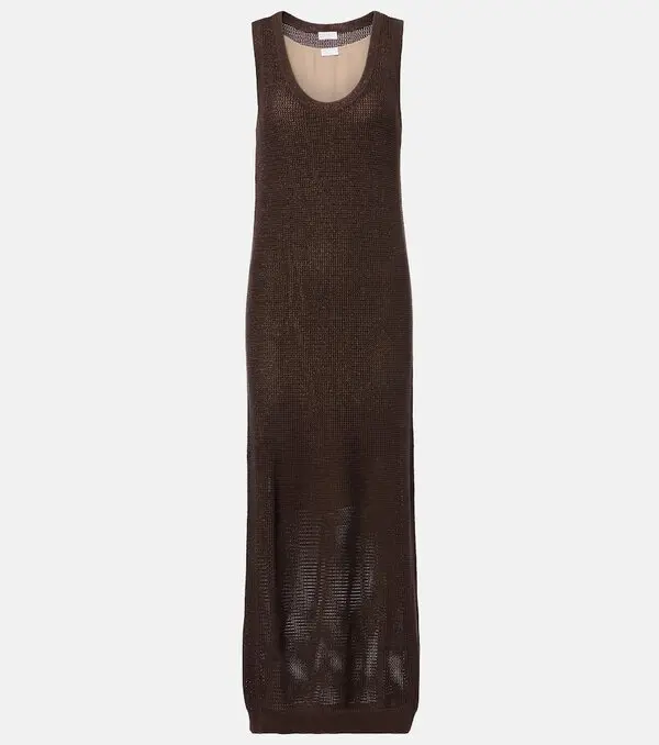 Brunello Cucinelli Open-knit Cotton-blend Maxi Dress