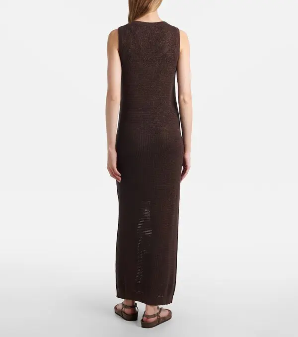 Brunello Cucinelli Open-knit Cotton-blend Maxi Dress