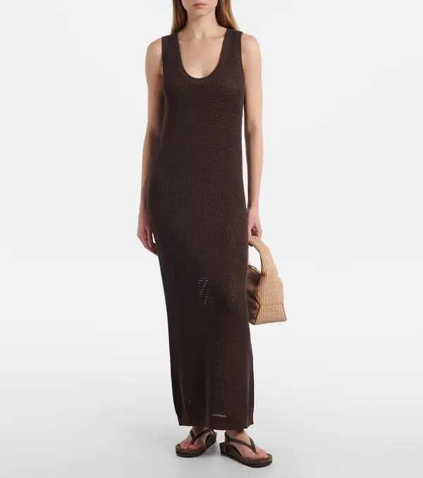 Brunello Cucinelli Open-knit Cotton-blend Maxi Dress