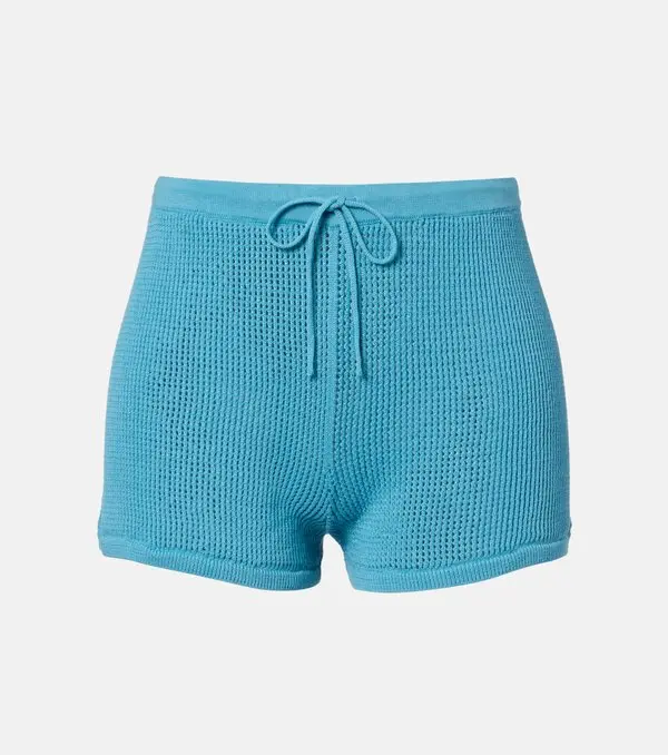 Staud Samara Cotton Shorts - Blue