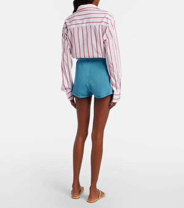 Staud Samara Cotton Shorts - Blue