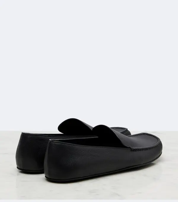 THE ROW Leo Leather Slip-on Shoes - Black