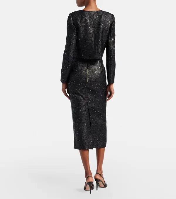 Carolina Herrera Sequined Lame Tweed Pencil Skirt