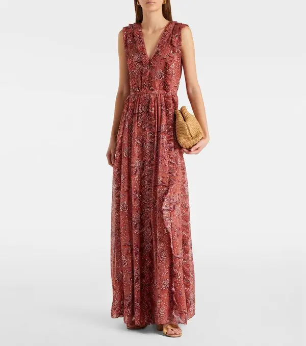 Ulla Johnson Aida Ruffled Silk-blend Chiffon Maxi Dress